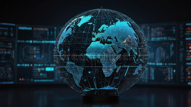 Smart Tech and AI-Driven Digital Globe in Hand Stock Illustration ...