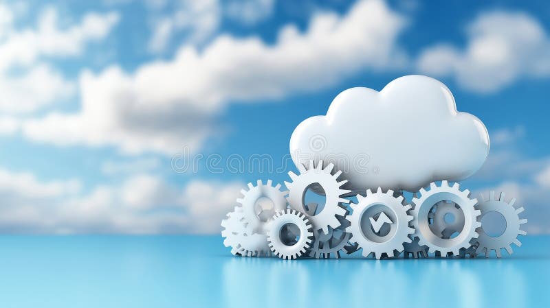 Cloud Computing Automation Concept, Metallic Gears Interlocking Near ...