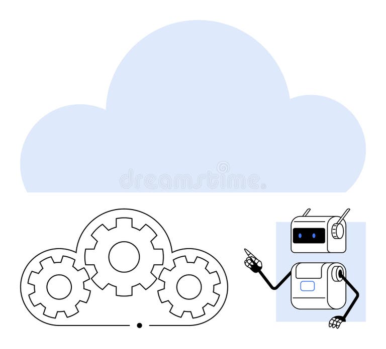 Cloud Computing and Automation Concept with Robot and Gears Stock ...