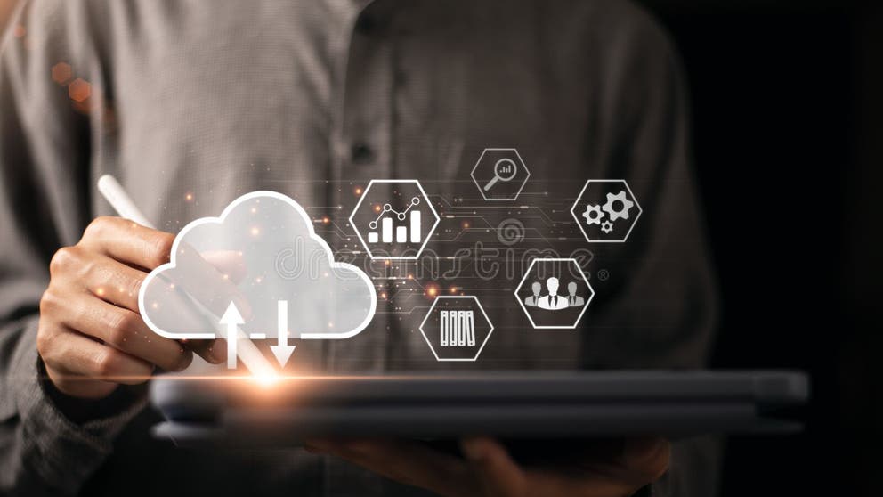 Cloud Computing Backup Technology Concept ,Access To Server Communication Services ,database ...