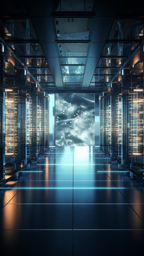 Cloud Computing And Big Data Concept Visualized With Server Racks In 3d