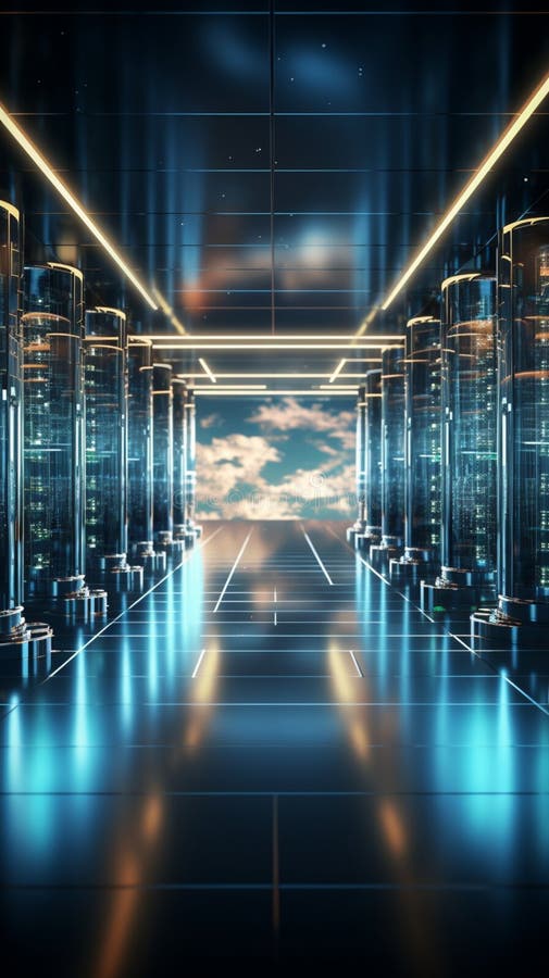 Cloud Computing And Big Data Concept Visualized With Server Racks In 3d