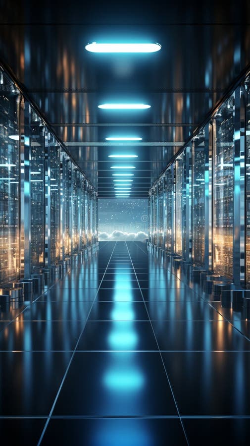 Cloud Computing And Big Data Concept Visualized With Server Racks In 3d