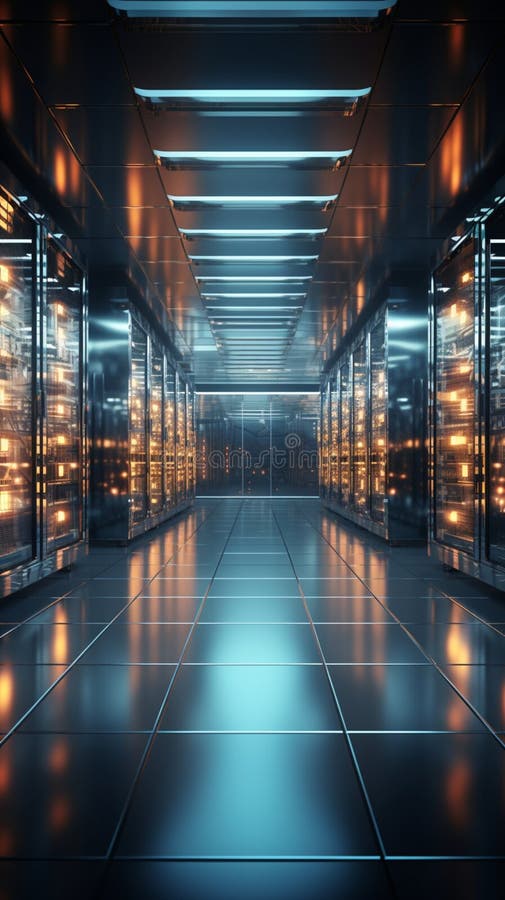 Cloud Computing And Big Data Concept Visualized With Server Racks In 3d Rendering Stock