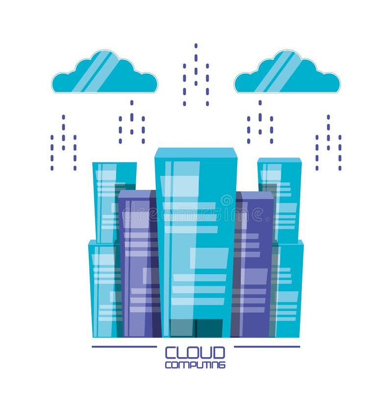 Cloud Computing with Buildings Stock Vector - Illustration of ...