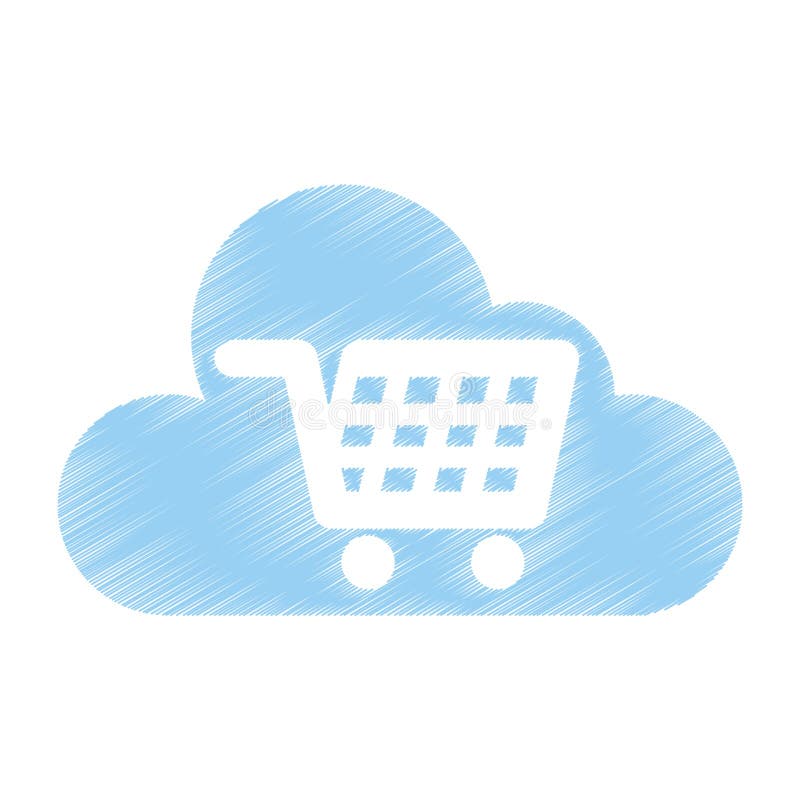 Cloud Computing with Cart Shopping Isolated Icon Stock Vector ...
