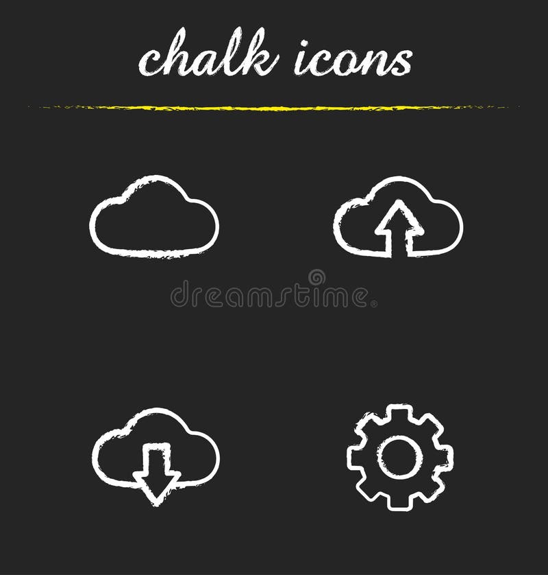 Cloud Computing Chalk Icons Set Stock Vector - Illustration of draw ...