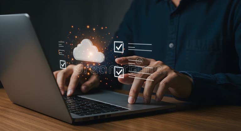 Cloud Computing Checklist on Laptop for Data Management and Task ...