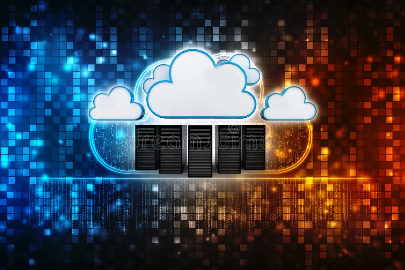 Cloud Computing, Cloud with Computer in Abstract Technology Background. 3d Render Stock ...