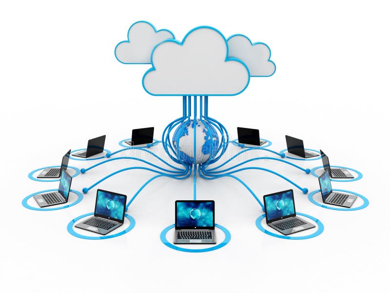 Cloud Computing, Cloud with Computer in Abstract Technology Background. 3d Render Stock ...
