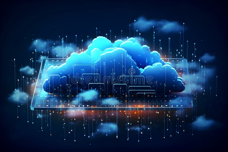 Cloud Computing Clound Network - GenerativeAI Stock Illustration ...