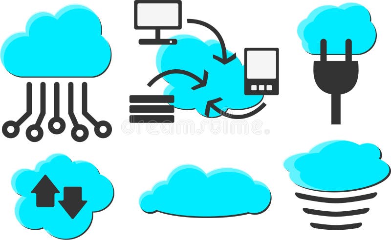 Simple Cloud Computing Icons Set,blue Series Stock Vector ... Simple Cloud Computing Icons Set,blue Series Stock Vector ...