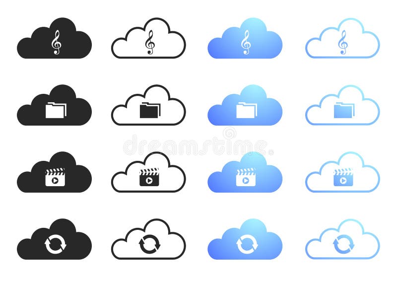 Cloud Computing Collection Set 3 Stock Vector - Illustration of videos ...