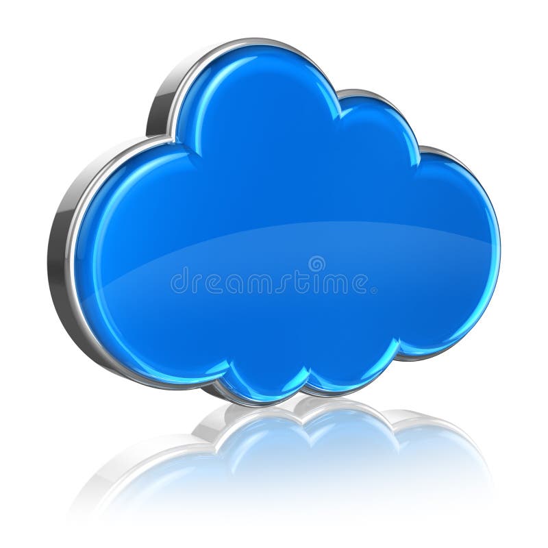 Cloud Computing Concept: Glossy Blue Cloud Icon Isolated Stock Vector ...