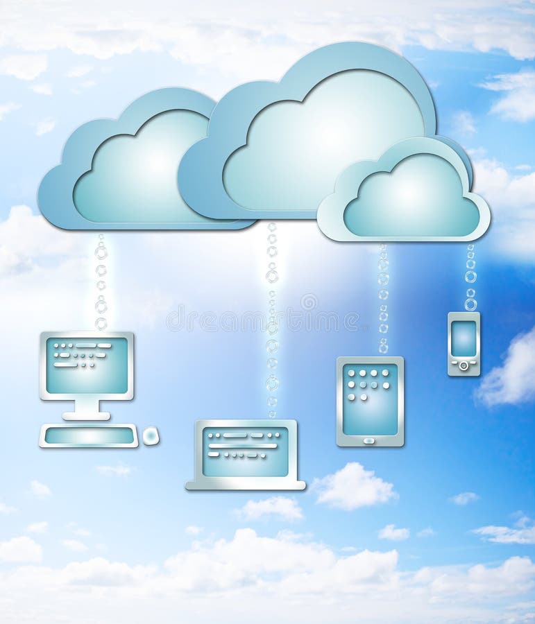 Cloud Computing Theme with Icons Hand Drawn with Chalk Stock ...