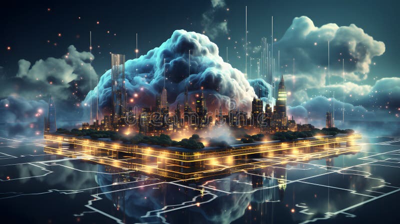 Cloud Computing Concept Abstract Cloud Connection Transfer Big Data On Internet Stock Image