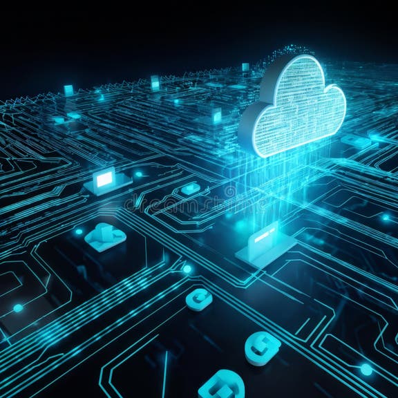 Cloud Computing Concept with Abstract Technology Background, 3d Illustration Stock Photo - Image ...