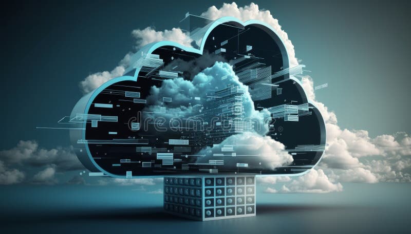 Cloud Computing Concept. Generative AI Isometric Illustration of Cloud Computing Concept Stock ...