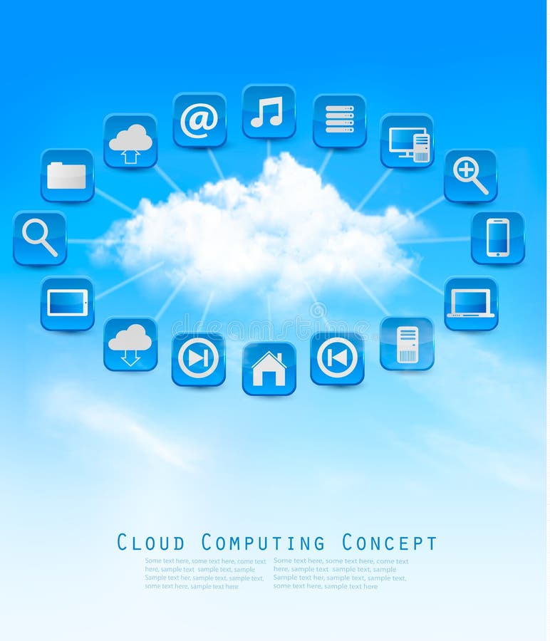 Cloud Computing Concept Background with Icons. Vector Illustration Stock Vector - Illustration ...