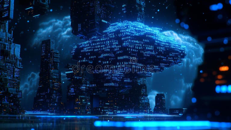 Cloud Computing Concept Based on Binary Code and Network Connections. Stock Image - Image of ...