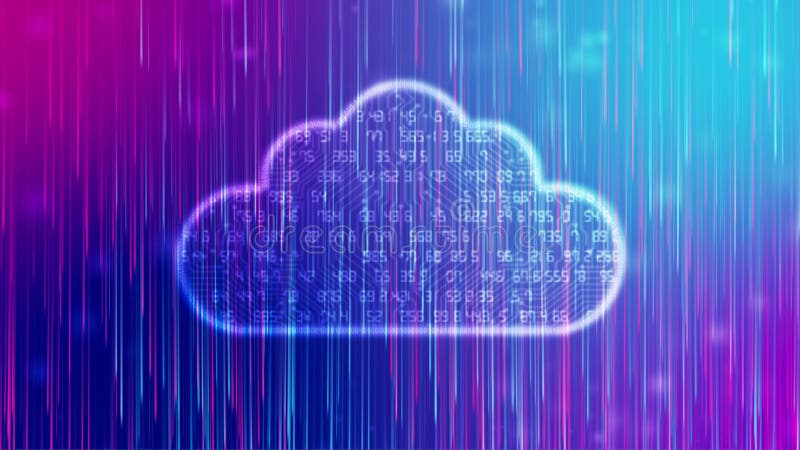 Cloud Computing Concept with Binary Data Transmission, Technology Connectivity of Digital Data ...