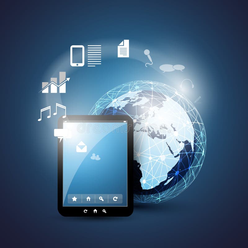 Cloud Computing Concept on Different Electronic Devices. Vector Stock Vector - Illustration of ...