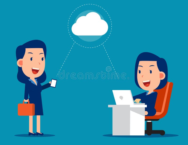 Cloud Computing Concept. Business Cartoon Vector Illustration Stock ...