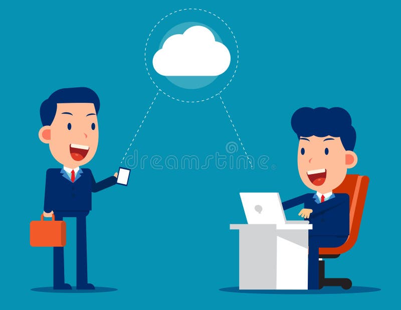 Cloud Computing Concept. Business Cartoon Vector Illustration Stock ...