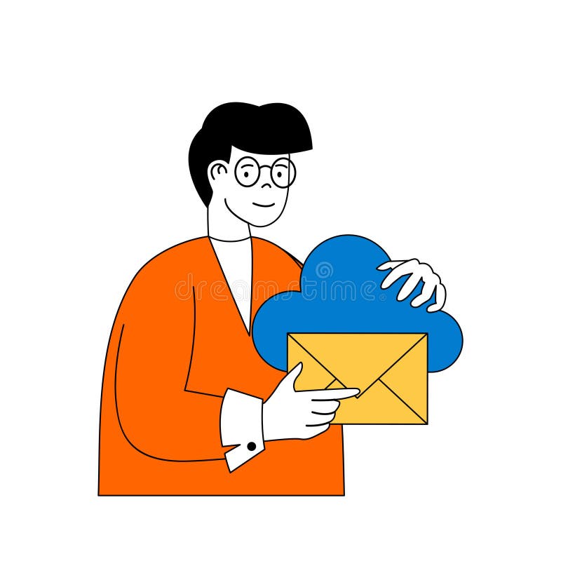 Cloud Computing Concept with Cartoon People in Flat Design for Web ...