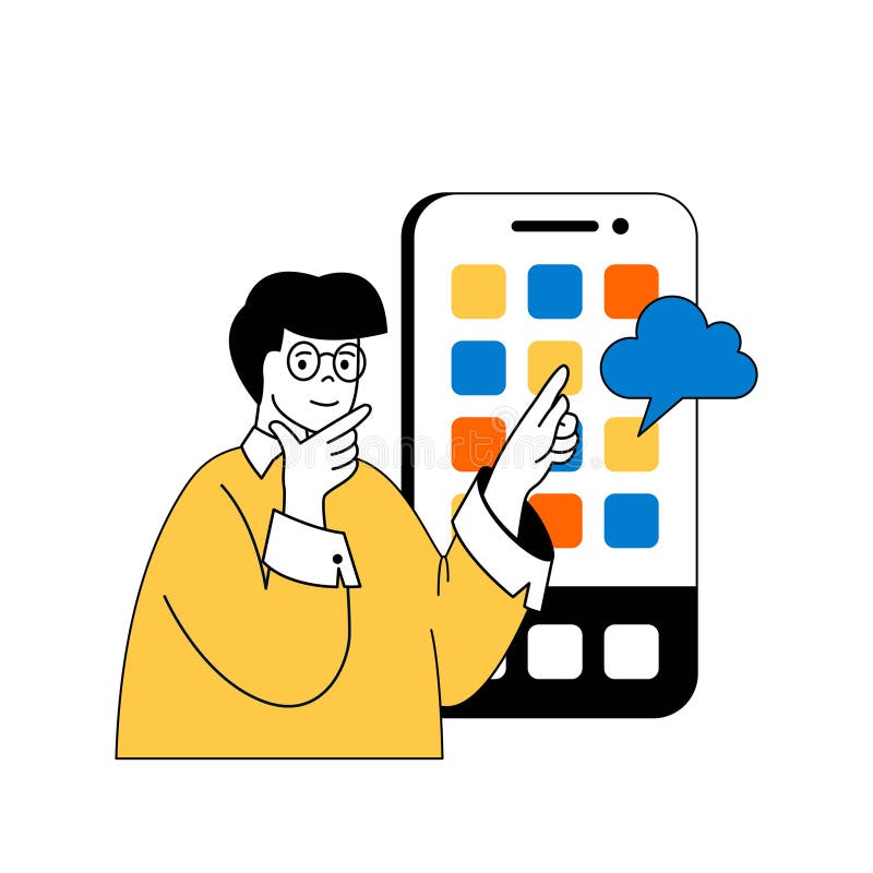 Cloud Computing Concept with Cartoon People in Flat Design for Web ...