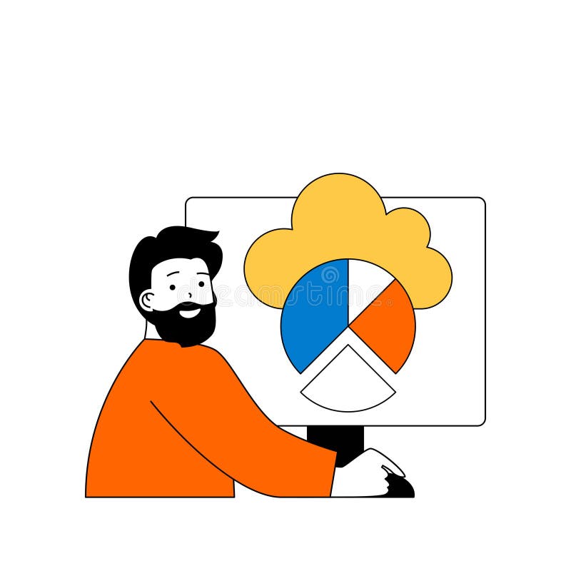 Cloud Computing Concept with Cartoon People in Flat Design for Web ...
