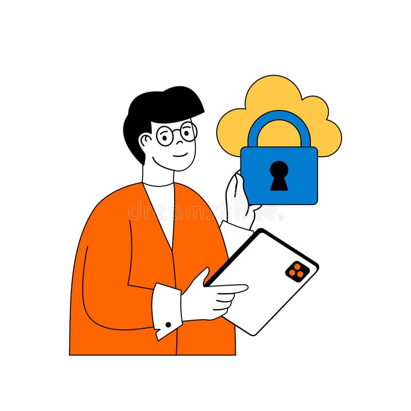 Cloud Computing Concept with Cartoon People in Flat Design for Web ...