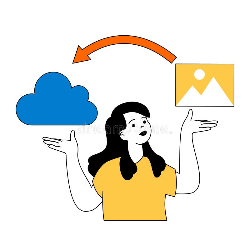 Cloud Computing Concept with Cartoon People in Flat Design for Web ...