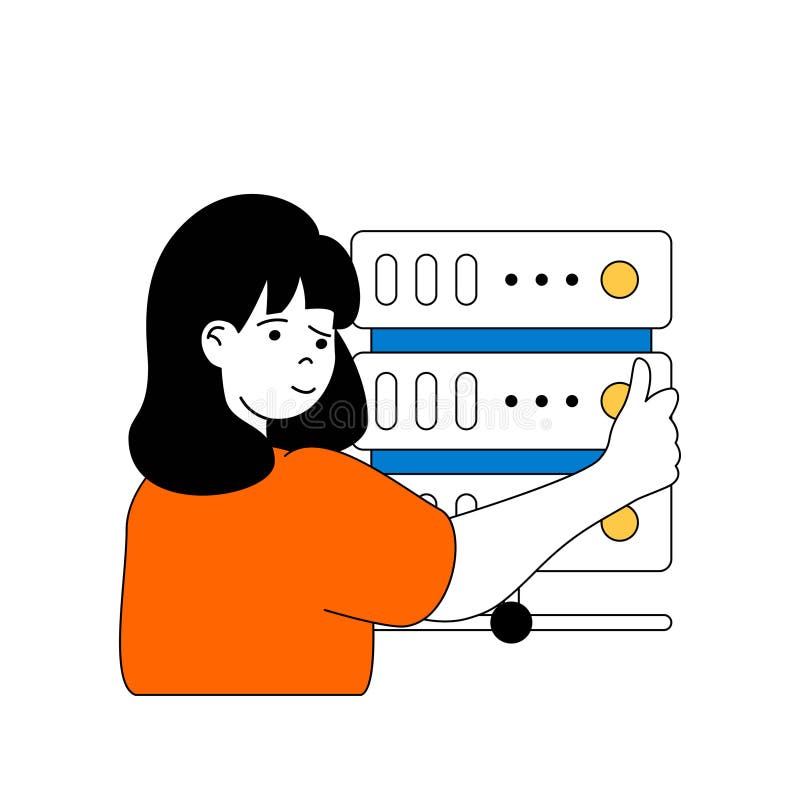 Cloud Computing Concept with Cartoon People in Flat Design for Web ...