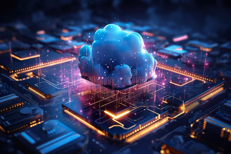 Cloud Computing Concept. Circuit Board of the Computer Background ...