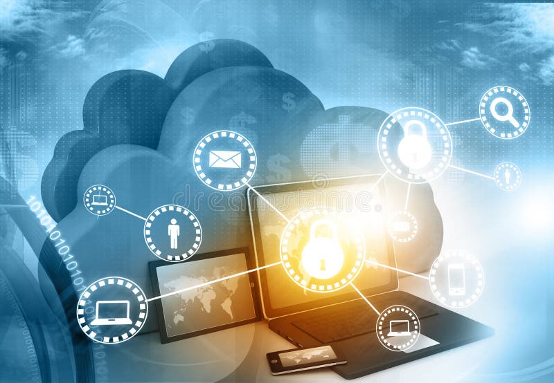 Cloud computing concept stock illustration. Illustration of laptop ...