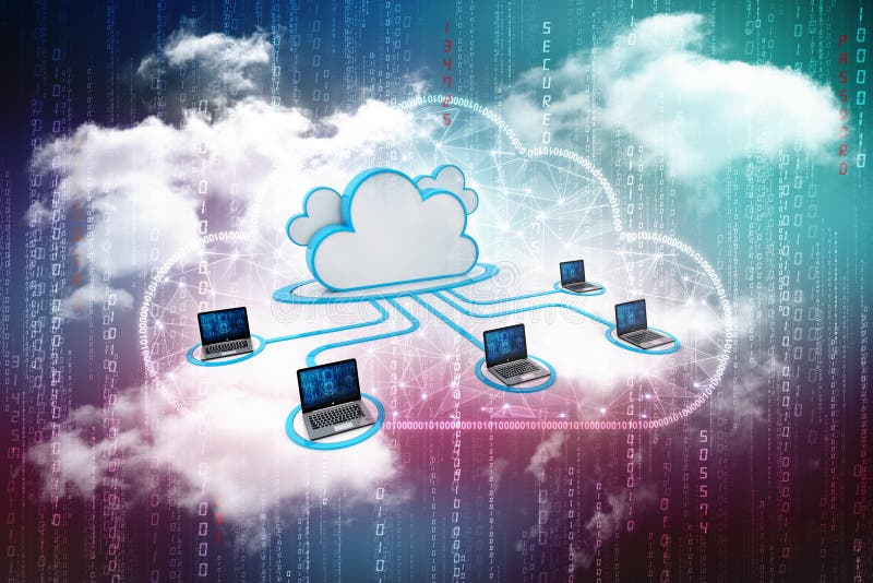 Cloud Computing Concept, Cloud Computing Devices. 3d Render Stock ...