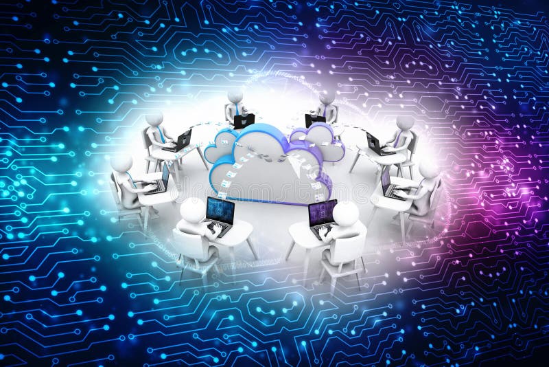 Cloud Computing Concept Cloud Computing Devices 3d Render Stock Illustration Illustration Of