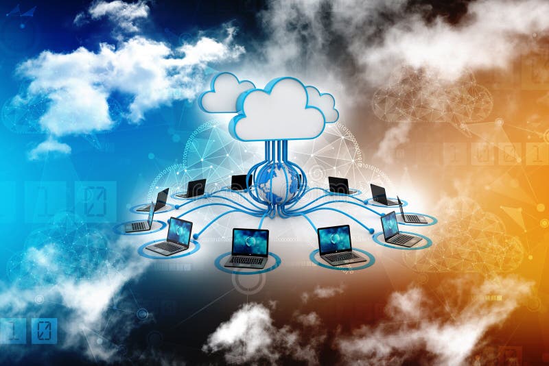 Cloud Computing Concept Cloud Network 3d Rendering Stock Illustration