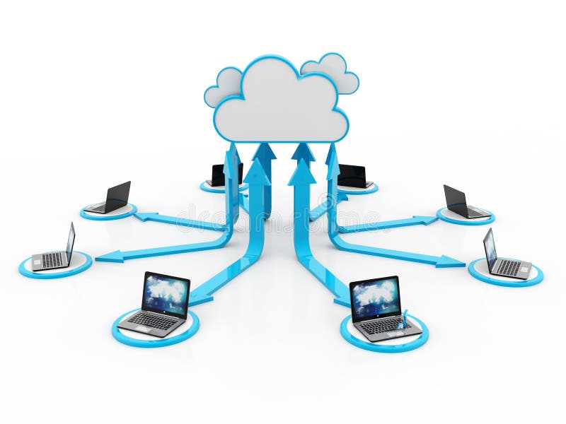 Cloud Computing Concept Cloud Network 3d Rendering Stock Image Image Of Connection Data