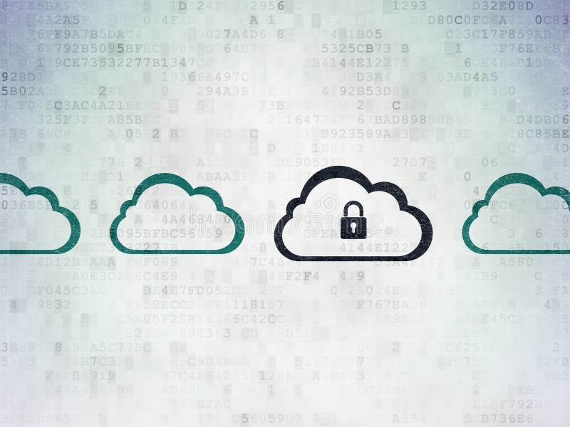 Cloud Computing Concept: Cloud with Padlock Icon Stock Illustration ...