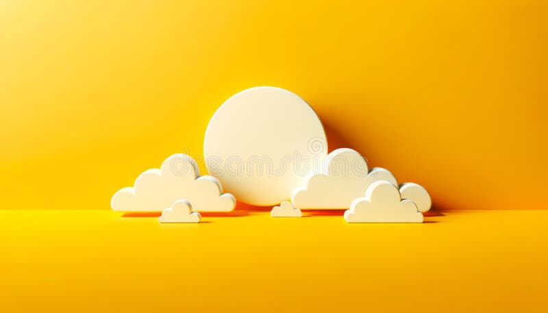 Cloud Computing Concept, Clouds on Yellow Color Sky Stock Illustration ...