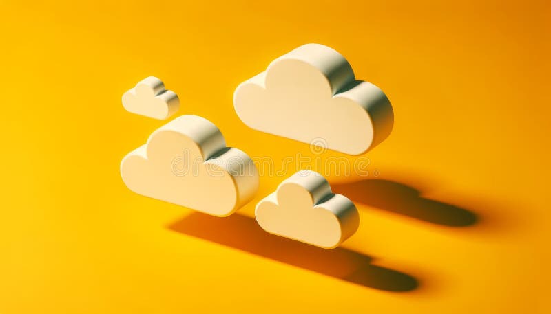 Cloud Computing Concept, Clouds on Yellow Color Sky Stock Illustration ...