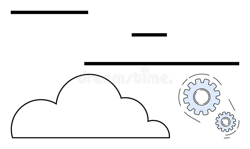 Cloud Computing Concept with Cloud and Cogwheels Representing Collaboration and Digital ...
