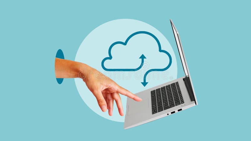 Cloud Computing Concept - Connect Laptop To Cloud. Computing Network ...