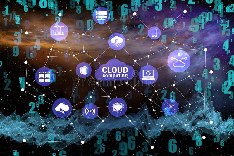 Cloud Computing Concept - 3d Rendering Stock Illustration - Illustration of futuristic ...