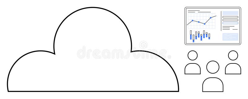 Cloud Computing Concept with Data Analytics Presentation and User Group Icons Stock Vector ...