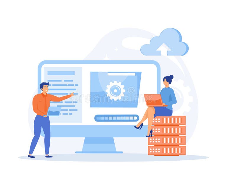 Cloud Computing Concept, Data Center, File Management, Cloud Storage Stock Vector - Illustration ...