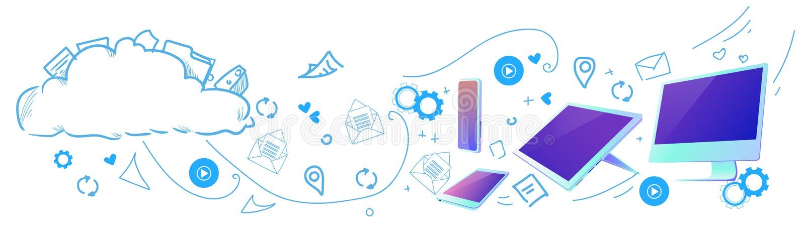 Cloud Computing Technology Device Set Internet Stock Vector - Illustration of connection ...