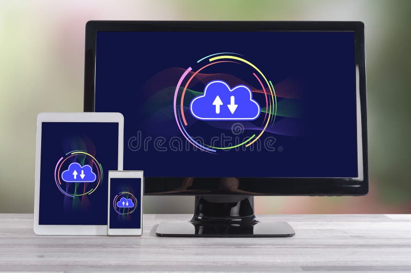 Cloud Computing Concept on Different Devices Stock Photo - Image of ...